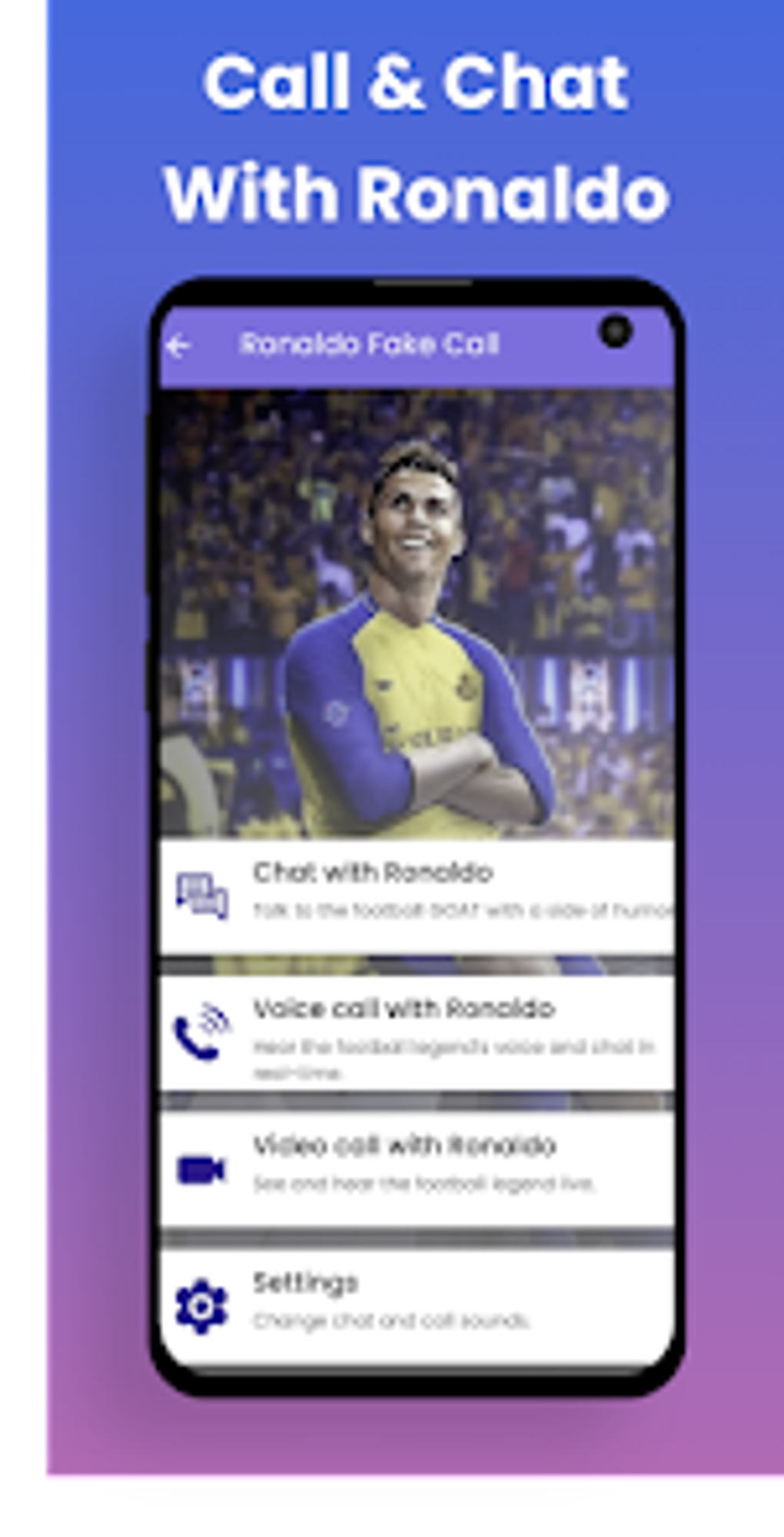 Cristiano Ronaldo Call Chat pour Android - Télécharger