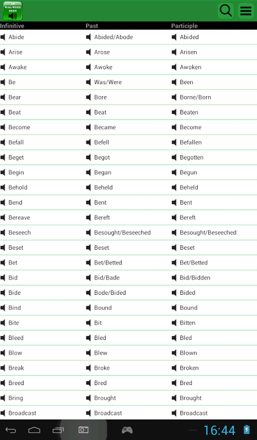 Android 용 English Irregular Verbs APK - 다운로드 Android 용 English Irregular Verbs APK - 다운로드