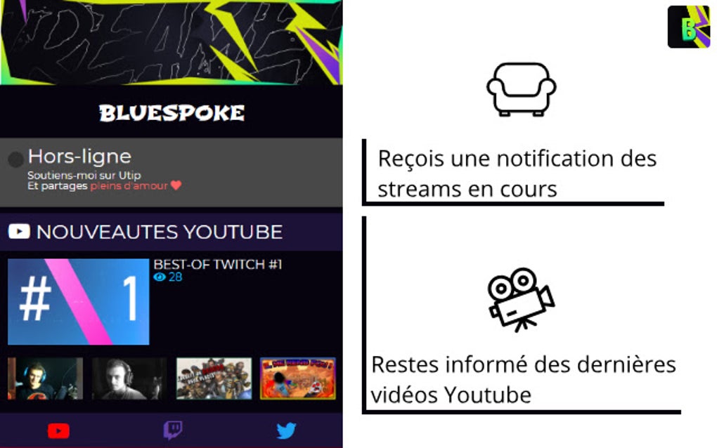 Blue Twitch & Youtube notifier extension Google Chrome için - Eklenti İndir
