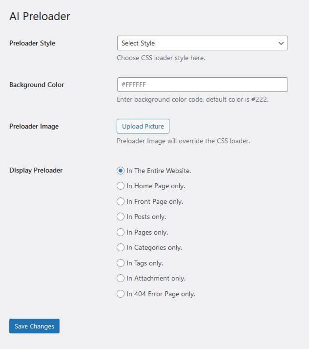 WordPress 용 AI Preloader - 다운로드