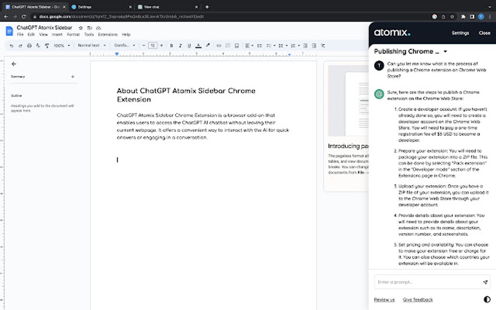 ChatGPT Sidebar by Atomix (Support ChatGPT 4) para Google Chrome ...