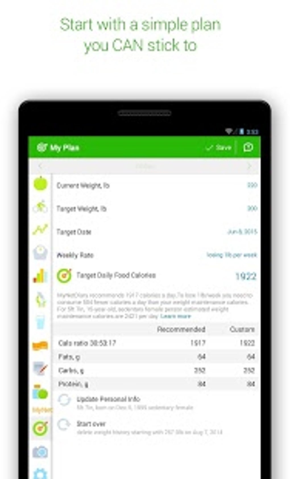 Android için Calorie Counter - MyNetDiary - İndir