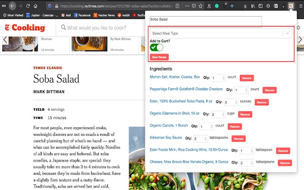 Jupiter Recipes für Google Chrome - Erweiterung Download