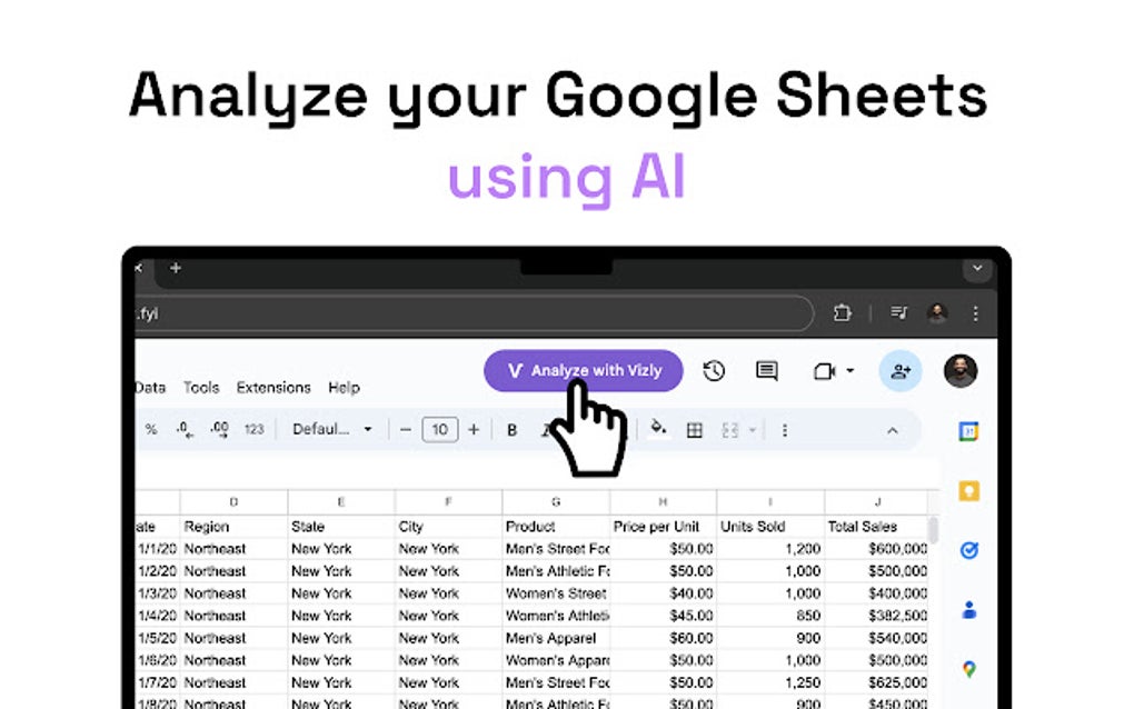 Vizly - Analyze Google Sheets with AI for Google Chrome - Extension ... Vizly - Analyze Google Sheets with AI for Google Chrome - Extension ...