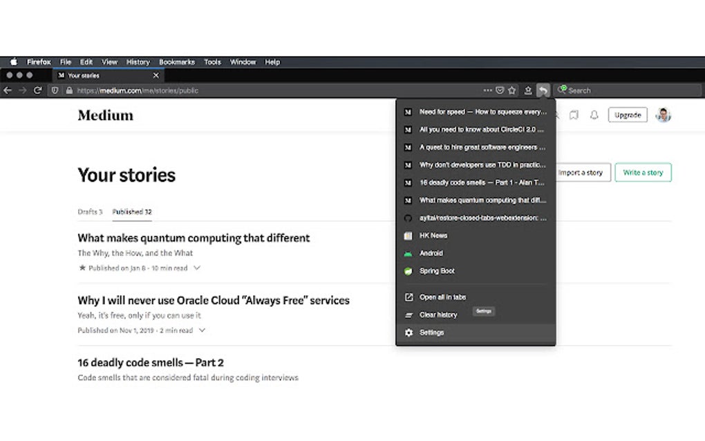 Restore Closed Tabs Google Chrome 용 - 확장 프로그램 다운로드