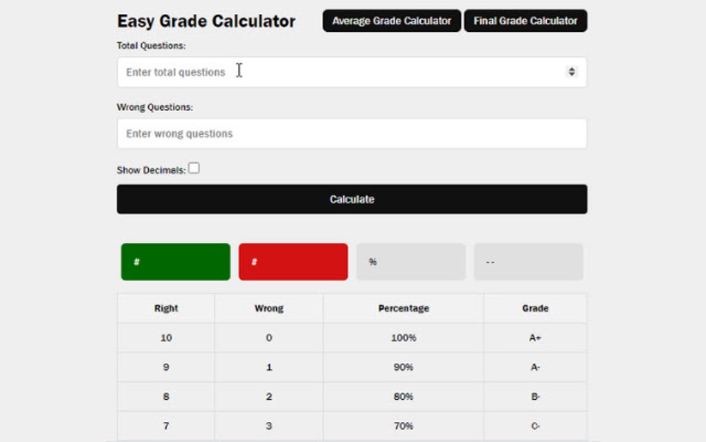 Easy Grade Calculator pour Google Chrome - Extension Télécharger