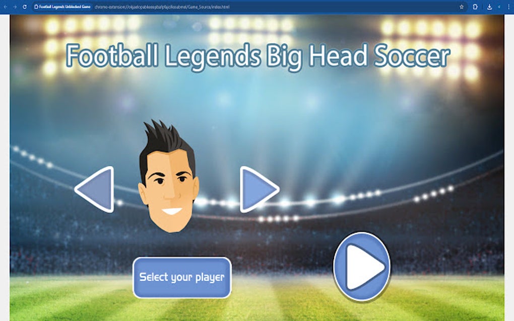 Football Legends Big Head Soccer สำหรับ Google Chrome - ส่วนขยาย ดาวน์โหลด