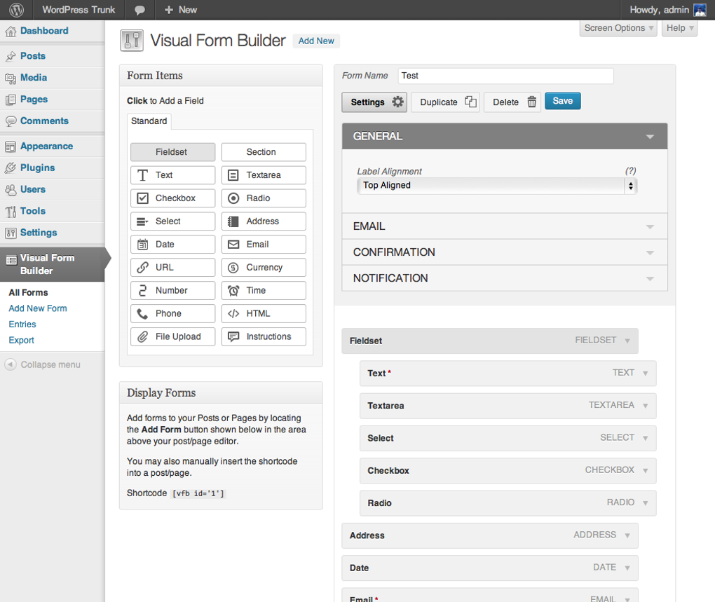 WordPress için Visual Form Builder - İndir