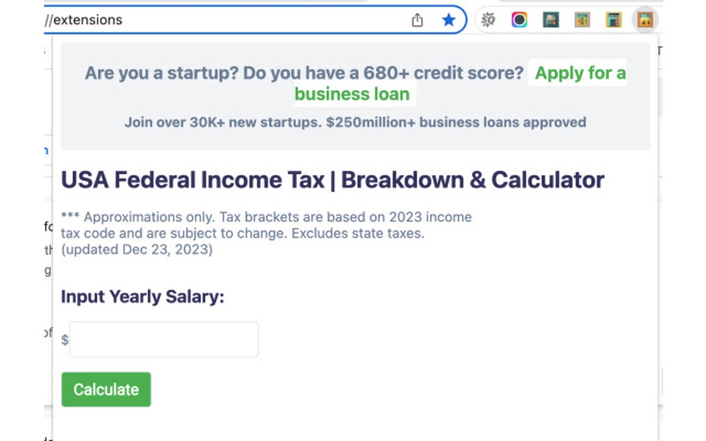 Calculator: USA Federal Income Tax for Google Chrome - Extension Download