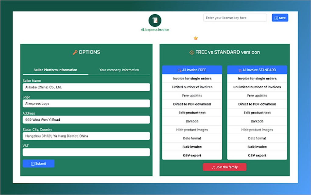 AliInvoice - Aliexpress Free invoice для Google Chrome - Расширение Скачать