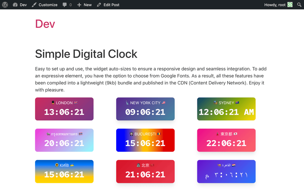 Simple Digital Clock para WordPress - Descargar