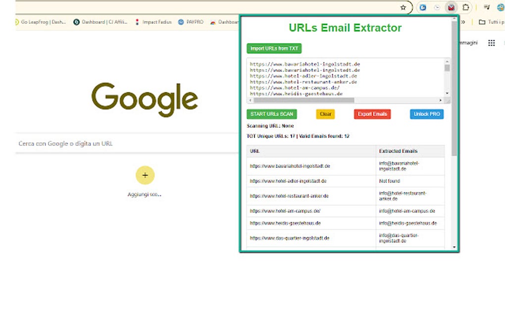 URLs Email Extractor สำหรับ Google Chrome - ส่วนขยาย ดาวน์โหลด