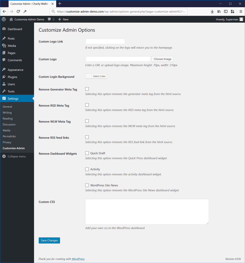 Customize Admin para WordPress - Descargar