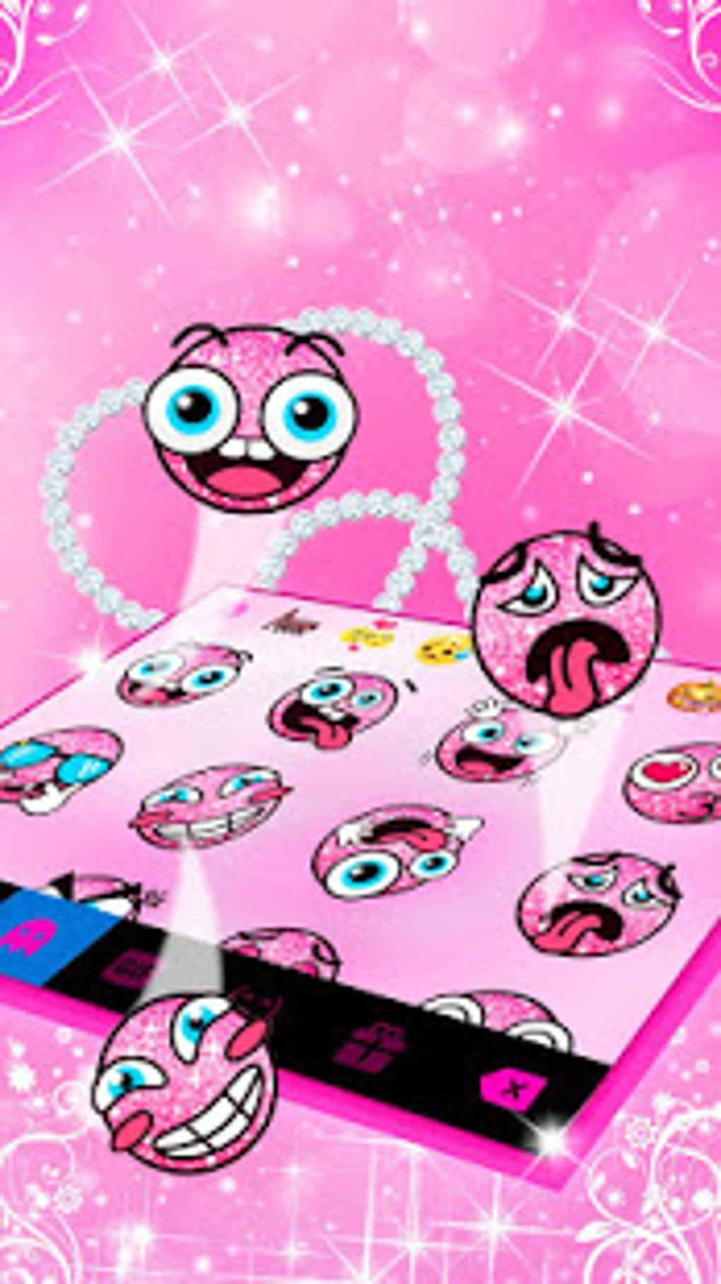 Pink Diamond Hearts Keyboard Theme para Android - Descargar