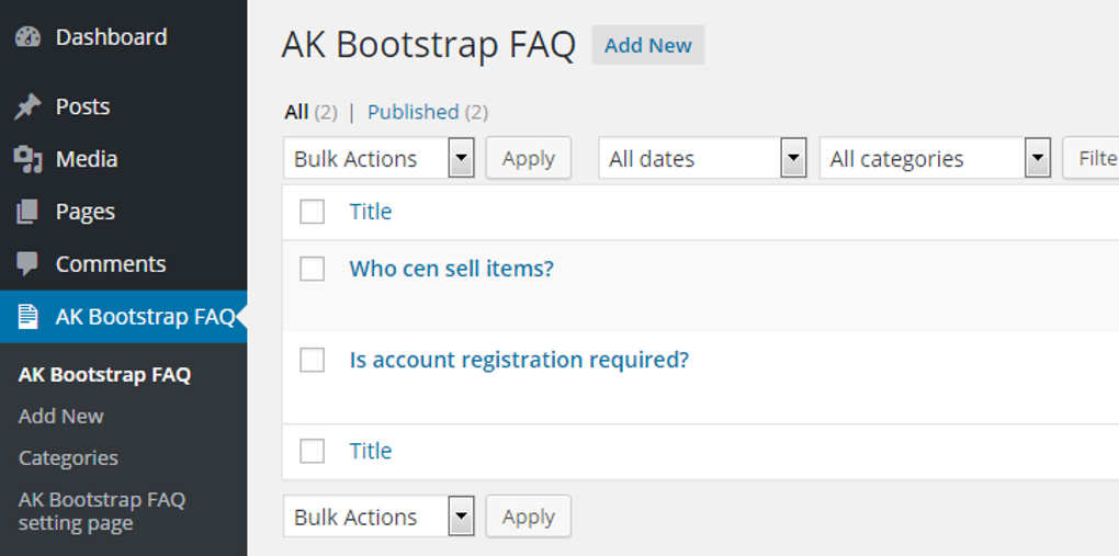 AK Bootstrap FAQ para WordPress - Descargar