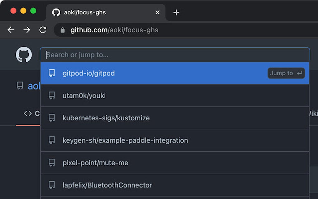 Focus on the GitHubSearch para Google Chrome - Extensão Download