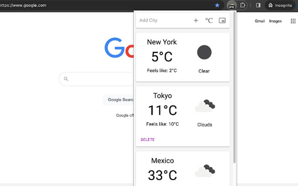 Weather Extension para Google Chrome - Extensión Descargar