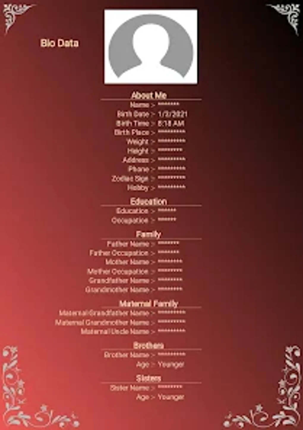 Marriage Biodata Maker pour Android - Télécharger