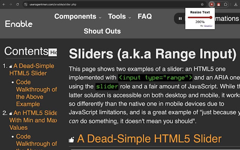 Resize Text By Equa11y pour Google Chrome - Extension Télécharger