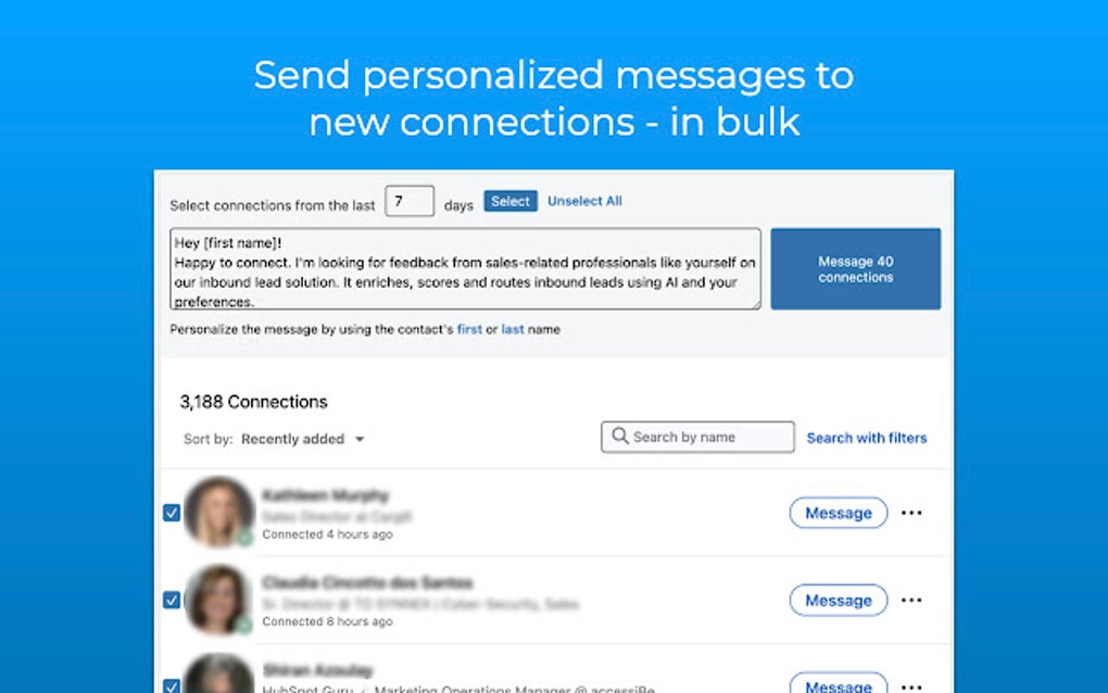 LinkedIn AutoMessage - Bulk Personalized Messages para Google Chrome ...