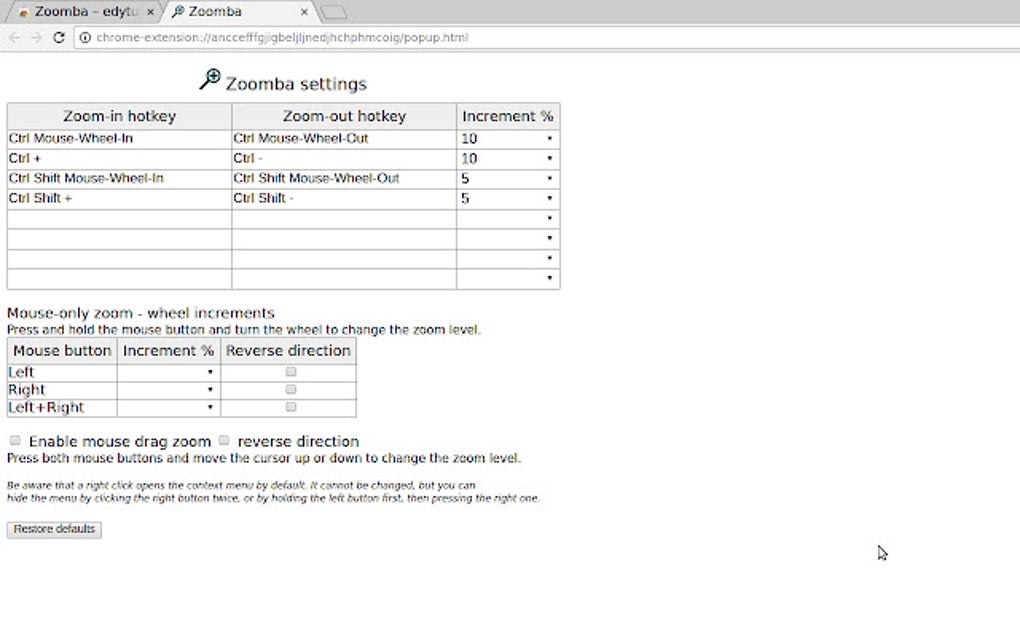 Zoomba para Google Chrome - Extensión Descargar