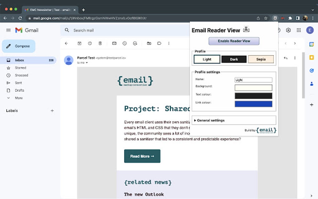 Email reader view pour Google Chrome - Extension Télécharger