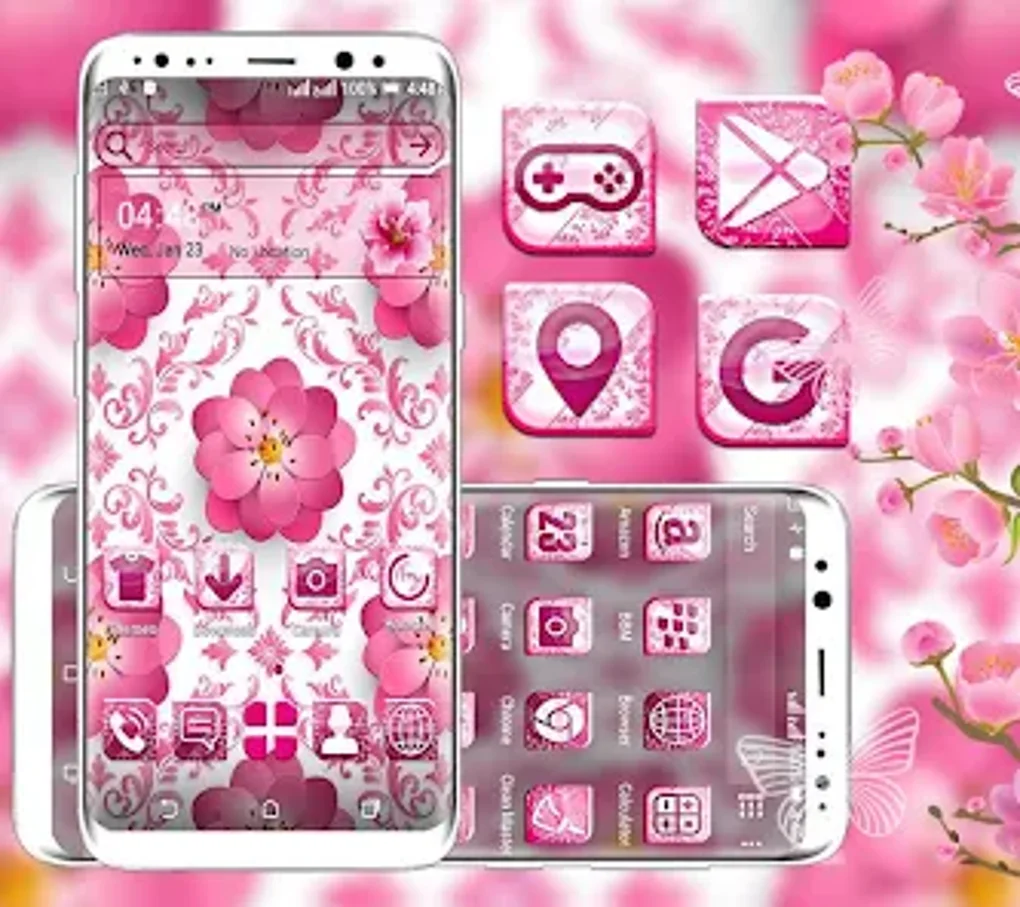 Beautiful Pink Flower Launcher for Android - Download