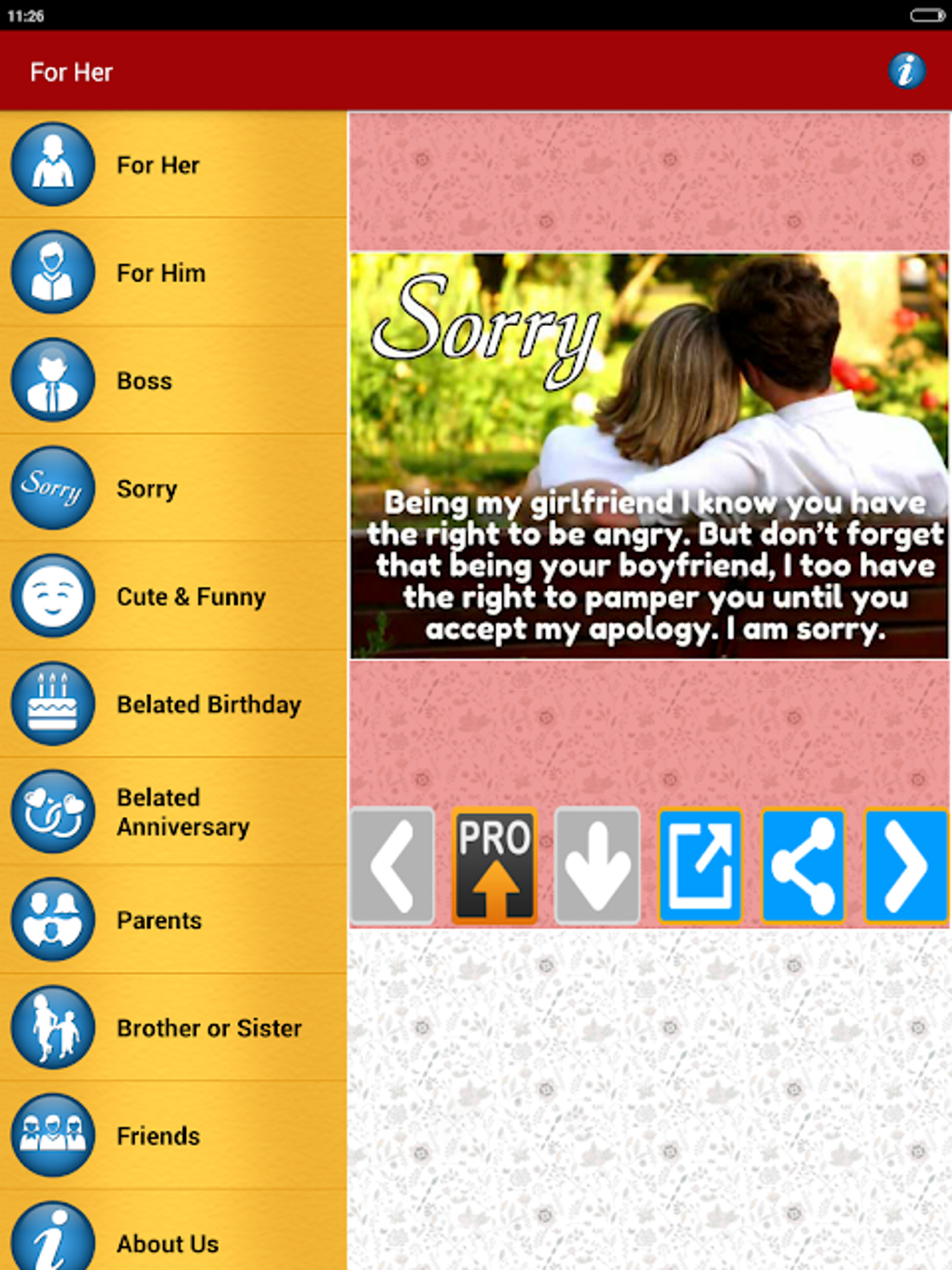 Sorry Cards & Picture Messages para Android - Descargar