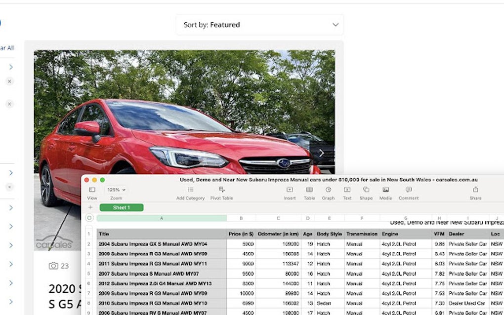 Car To Excel Exporter cho Google Chrome - Tiện ích mở rộng Tải về