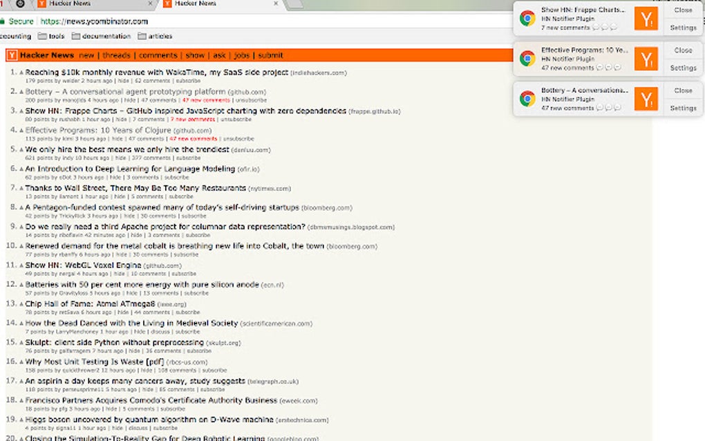 Hacker News Comments Notifier Plugin para Google Chrome - Extensión Descargar