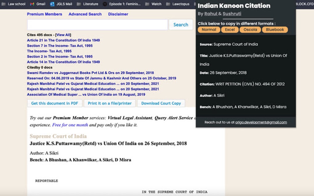 Indian Kanoon Citation para Google Chrome - Extensión Descargar