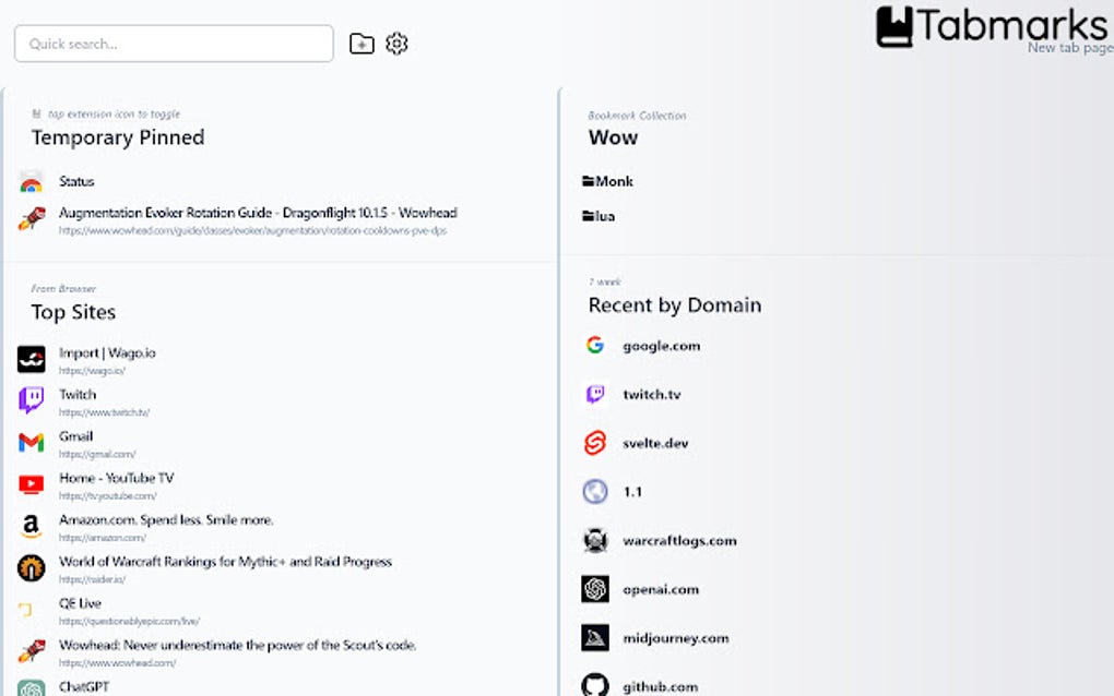 Tabmarks para Google Chrome - Extensión Descargar