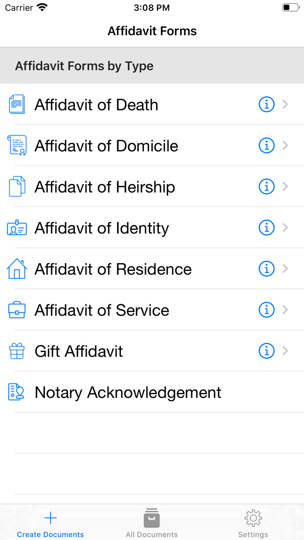 Affidavit Forms para iPhone - Download