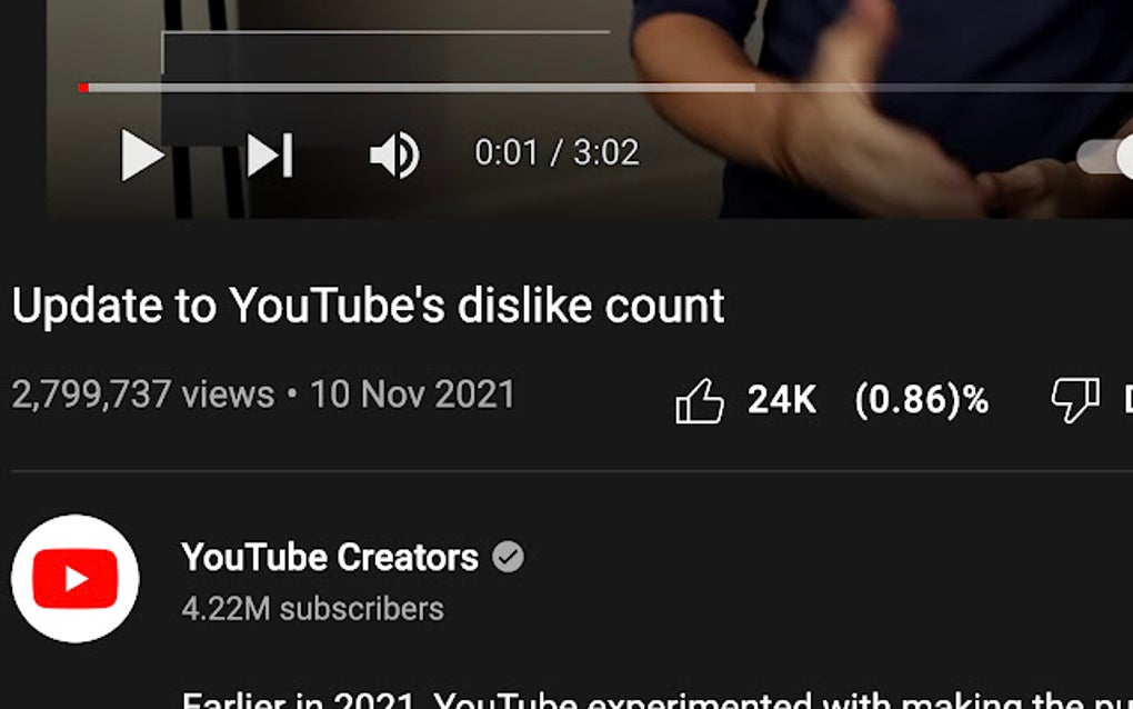 Youtube like to view ratio for Google Chrome - Extension Download