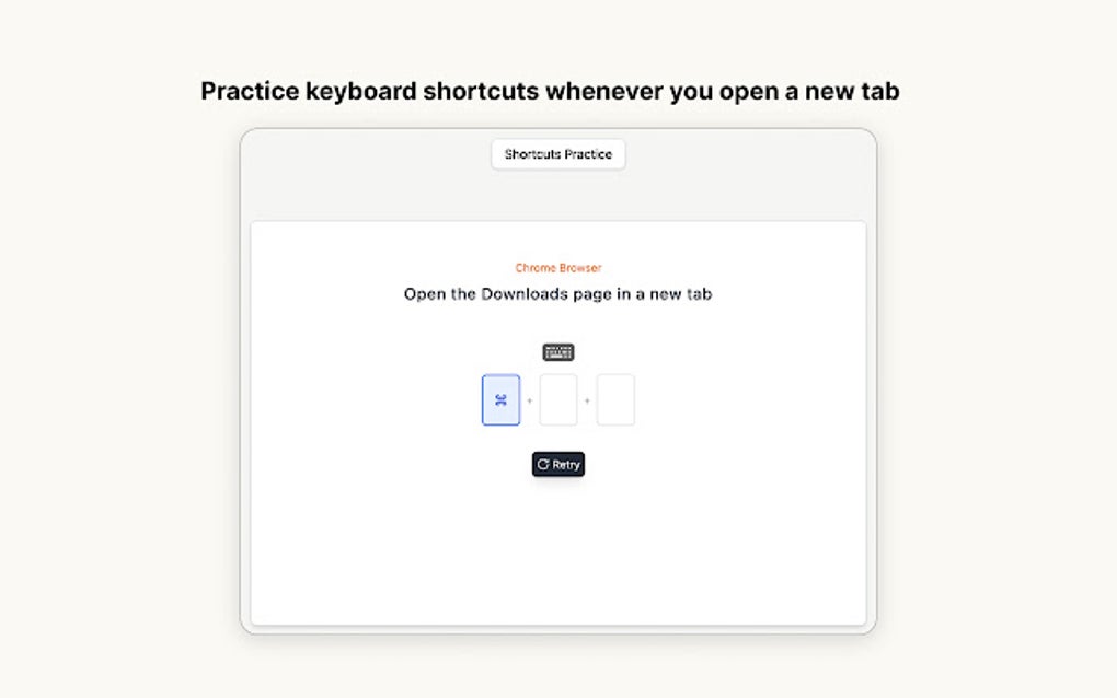 Shortcuts practice สำหรับ Google Chrome - ส่วนขยาย ดาวน์โหลด