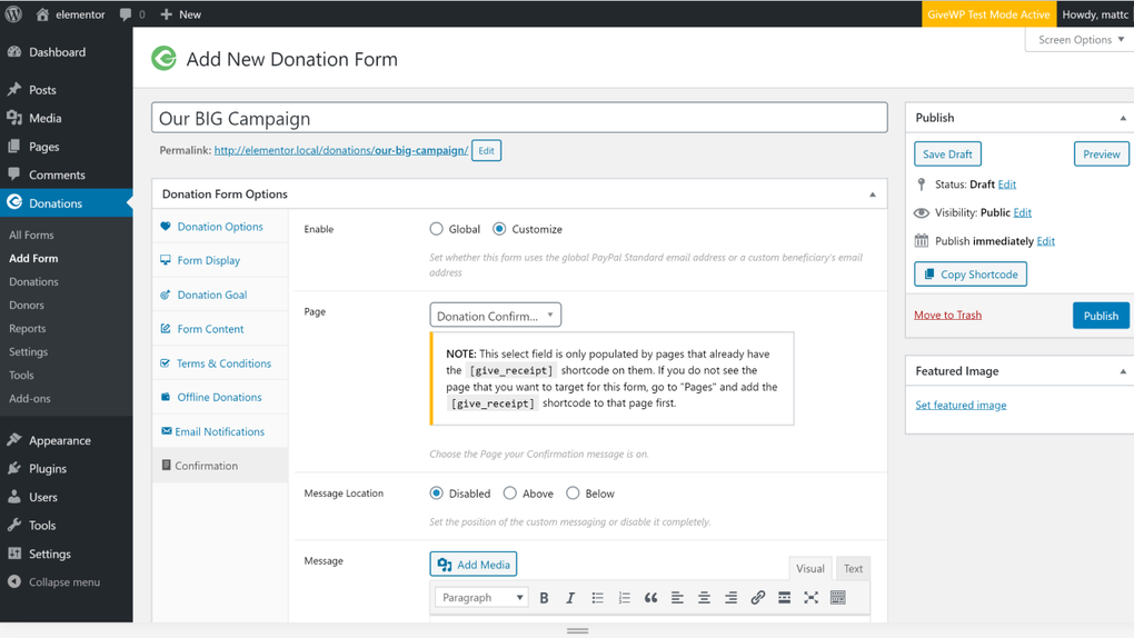 Per Form Confirmations for GiveWP pour WordPress - Télécharger