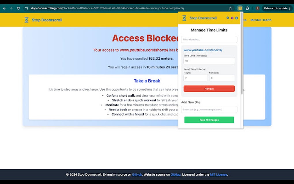 Stop Doomscroll for Google Chrome - Extension Download