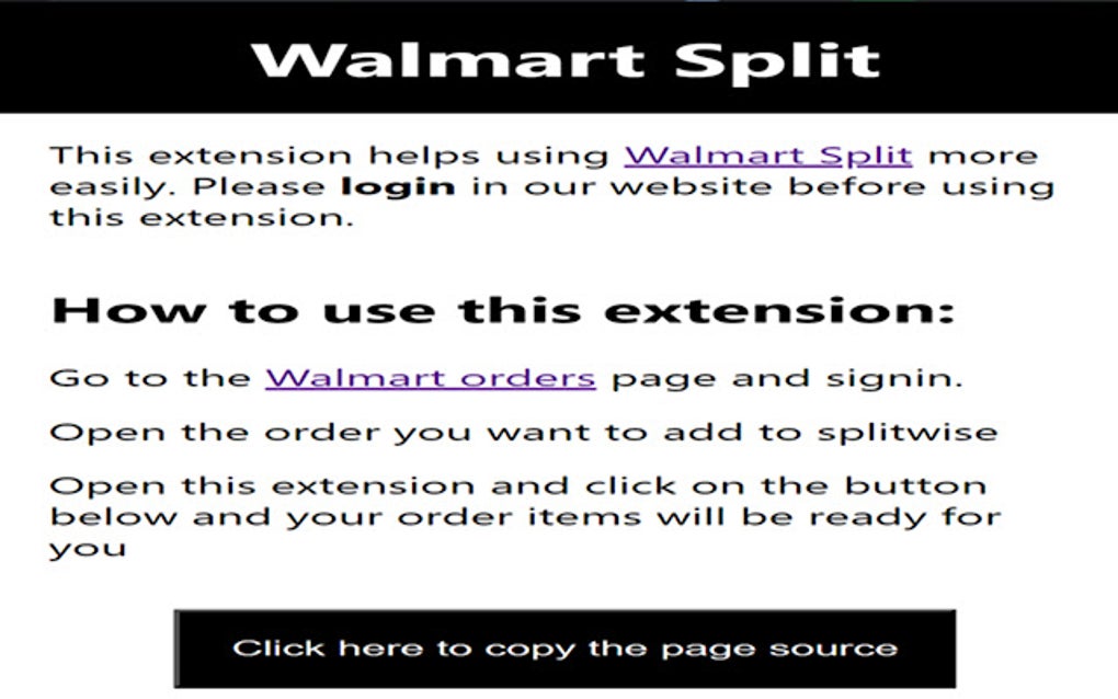 Walmart Split - A part of Splitzy for Google Chrome - Extension Download
