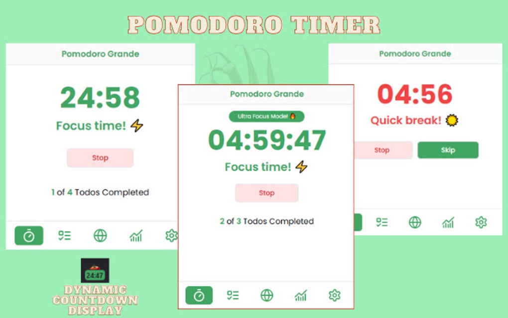 Pomodoro Grande: Advanced Pomodoro Timer cho Google Chrome - Tiện ích mở rộng Tải về