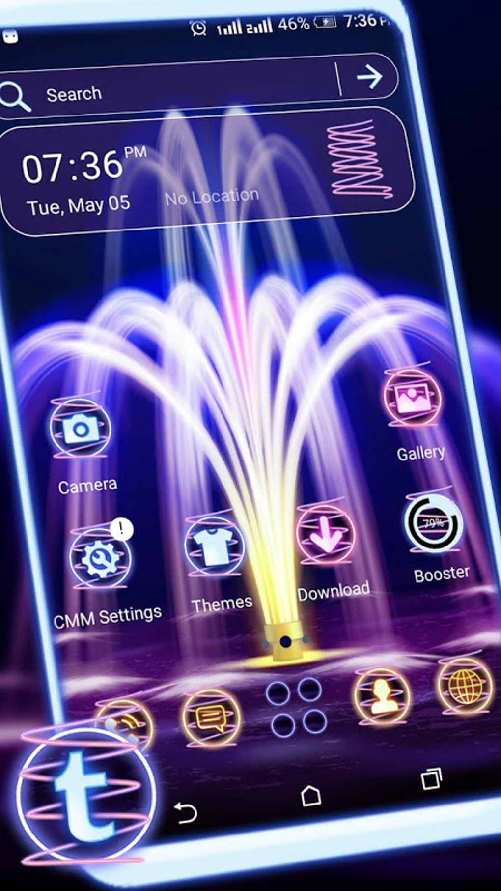 Neon Fountain Light Launcher Theme APK для Android — Скачать