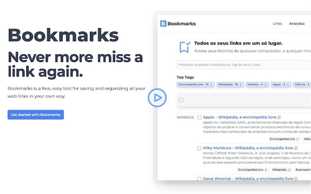 Bookmarks para Google Chrome - Extensión Descargar