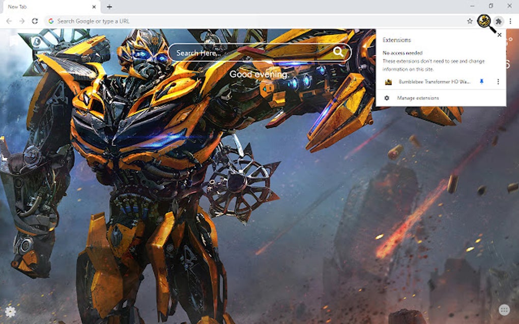 Bumblebee Transformer HD Wallpaper New Tab for Google Chrome ...