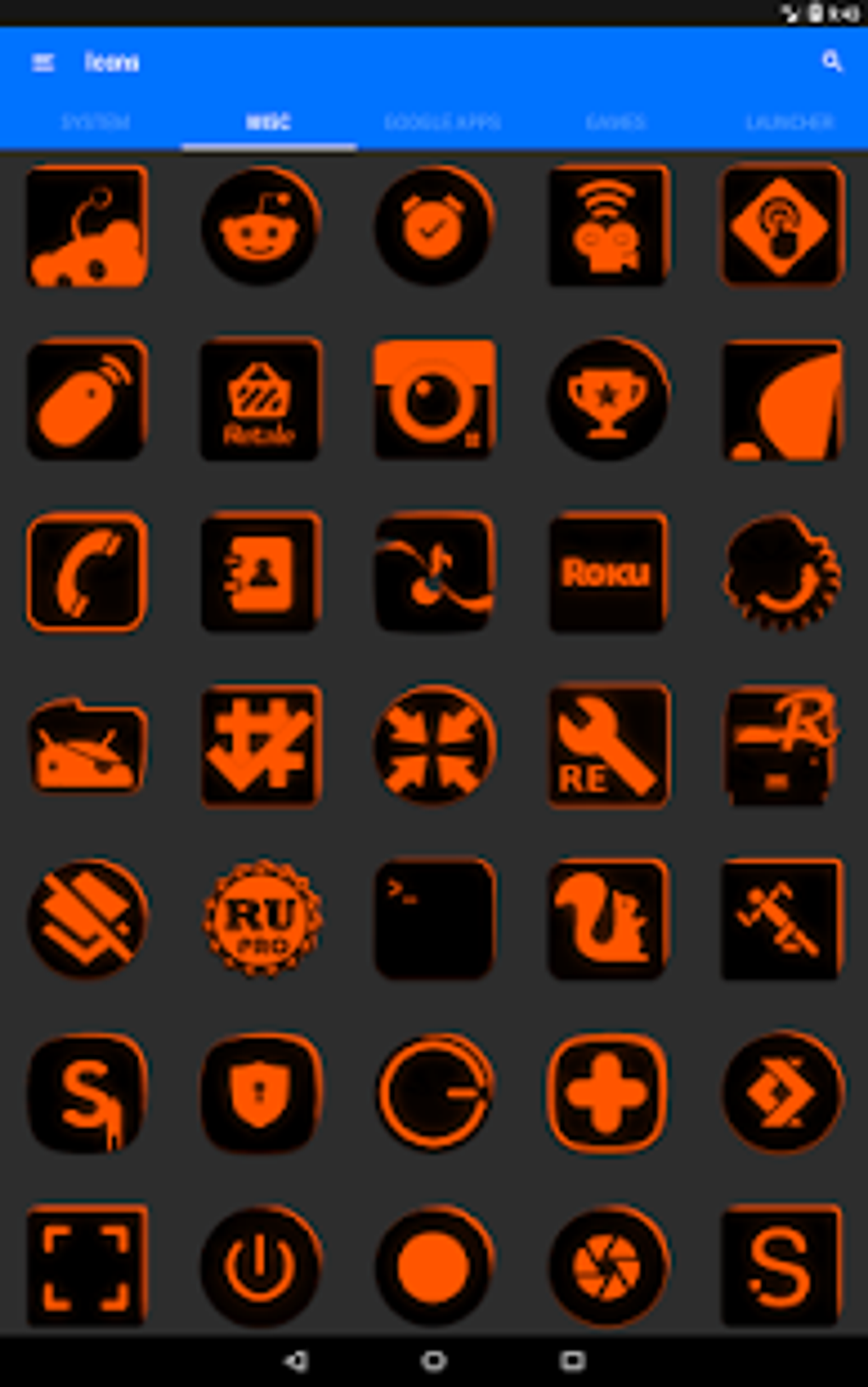 Flat Black and Orange Icon Pack Free APK for Android - Download