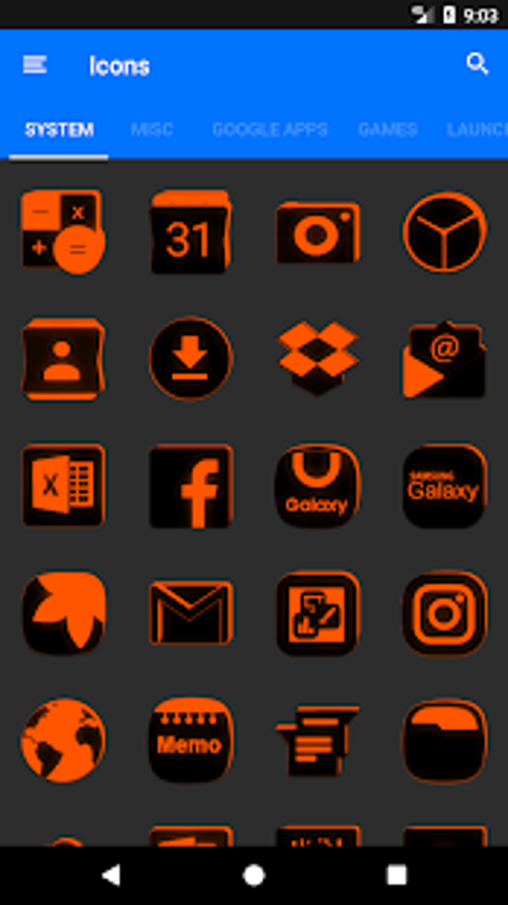 Flat Black and Orange Icon Pack Free APK for Android - Download