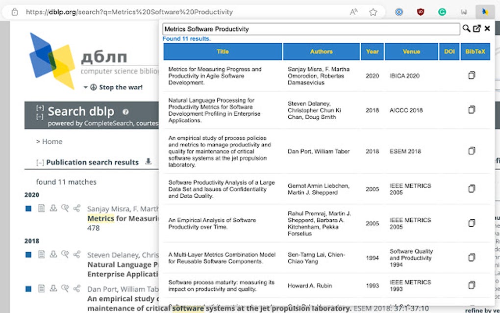 dblp Search for Google Chrome - Extension Download