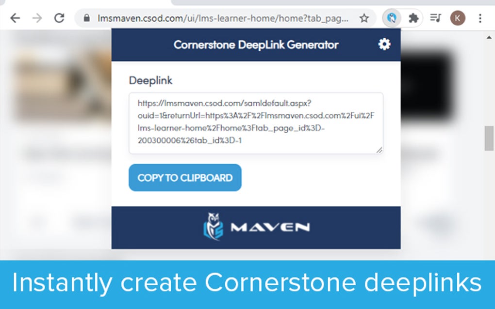 Cornerstone DeepLink Generator para Google Chrome - Extensión Descargar