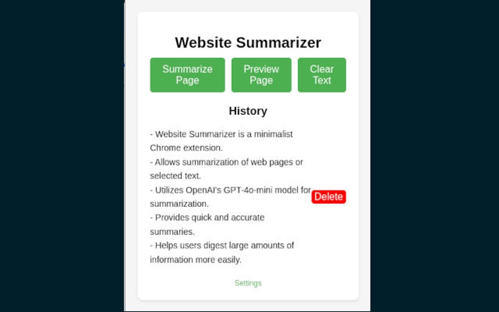 Website Summarizer para Google Chrome - Extensión Descargar