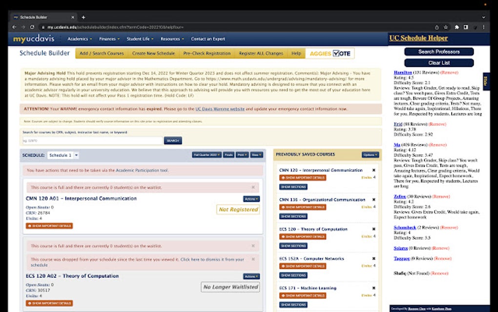 UC Schedule Helper for Google Chrome - Extension Download