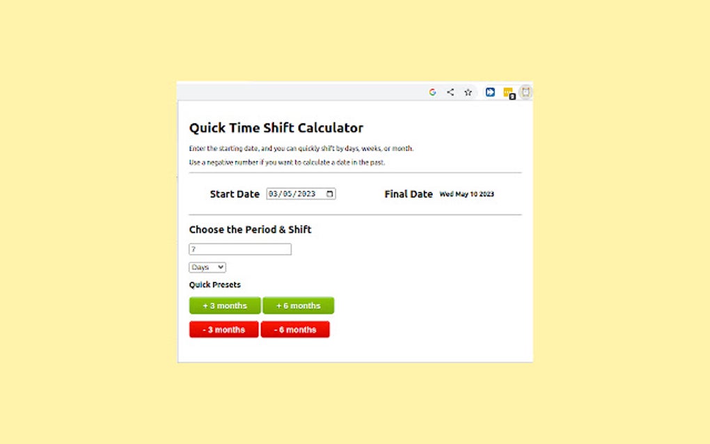 Quick Time Period Calculator for Google Chrome - Extension Download