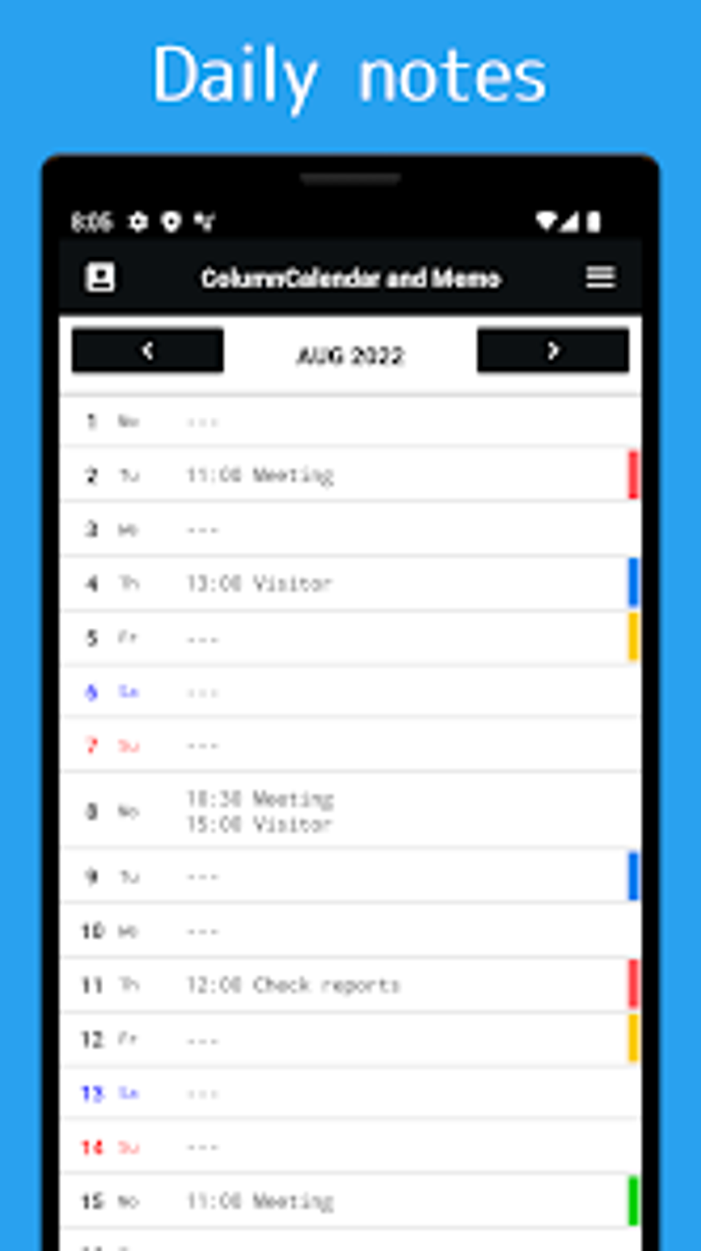 ColumnCalendar and Memo for Android - Download